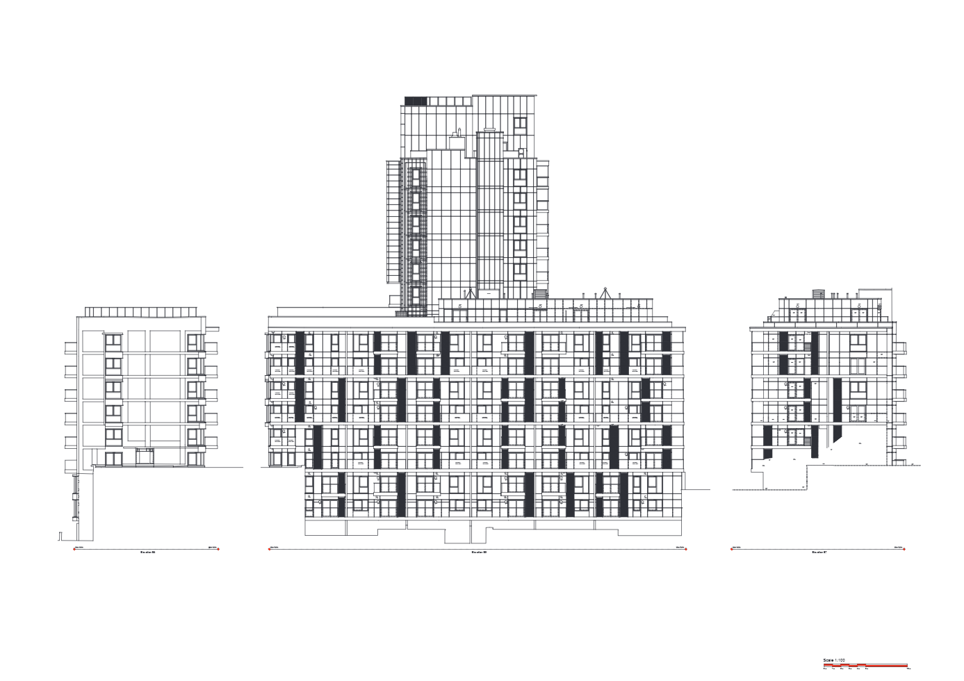 As-built architectural elevations from a measured building survey